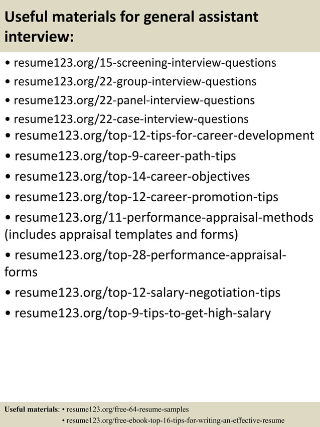 Top 8 general assistant resume samples | PDF