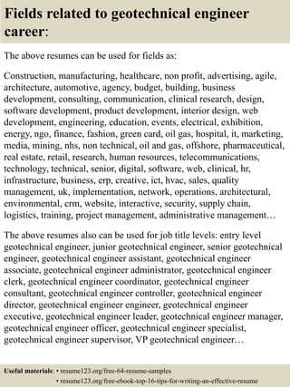 Top 8 geotechnical engineer resume samples | PPTX