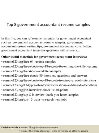 Top 8 government accountant resume samples | PPTX