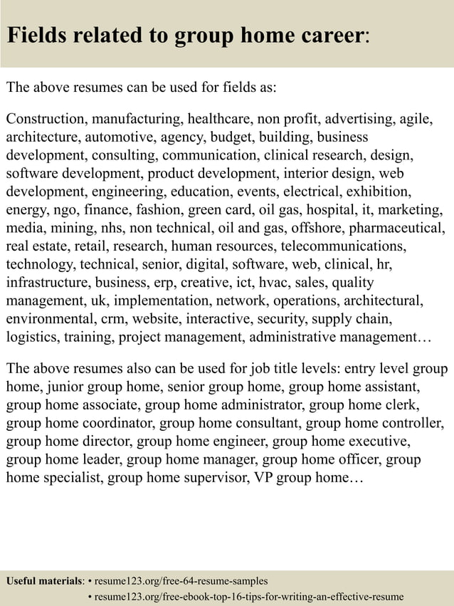 Top 8 group home resume samples | PDF