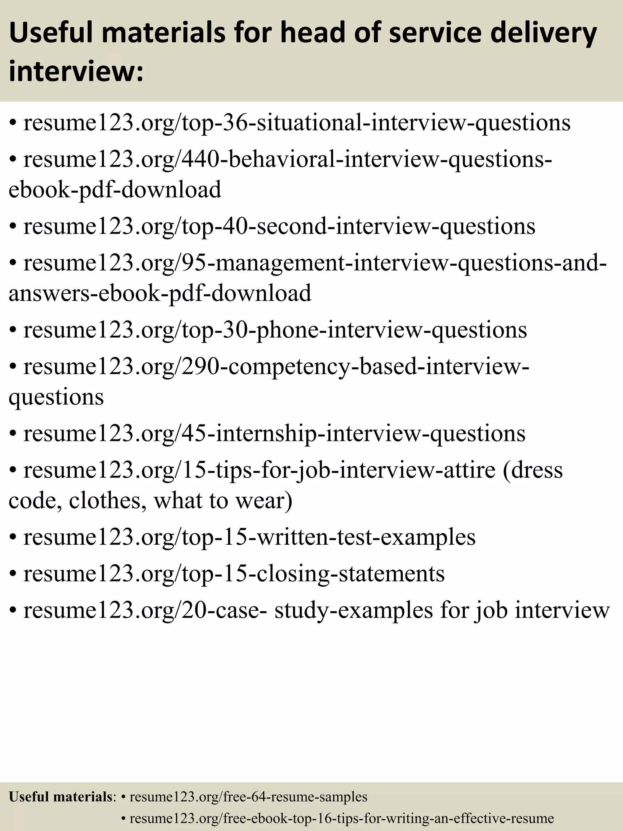 Top 8 head of service delivery resume samples | PPTX