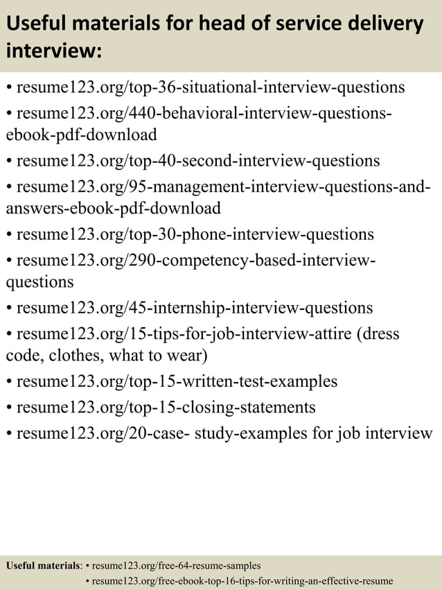 Top 8 head of service delivery resume samples | PDF