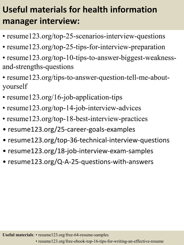 Top 8 health information manager resume samples | PDF