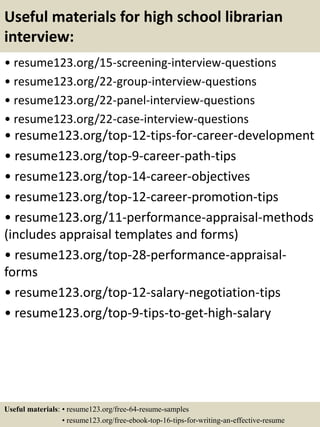 Top 8 high school librarian resume samples | PDF