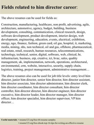 Top 8 him director resume samples | PDF