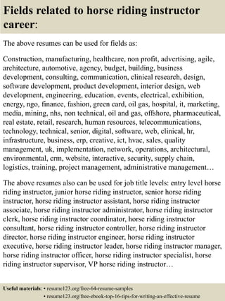 Top 8 horse riding instructor resume samples | PPTX