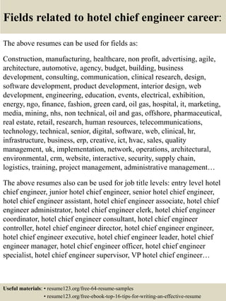 Top 8 hotel chief engineer resume samples | PPTX