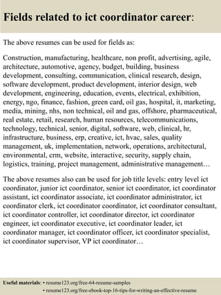 Top 8 ict coordinator resume samples | PDF