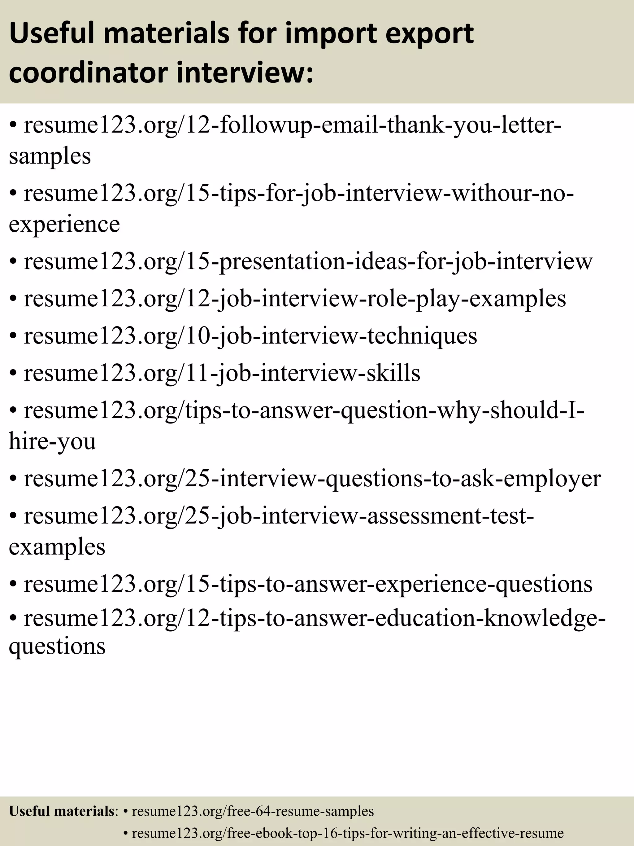 Top 8 import export coordinator resume samples | PPTX | Resume Writing ...