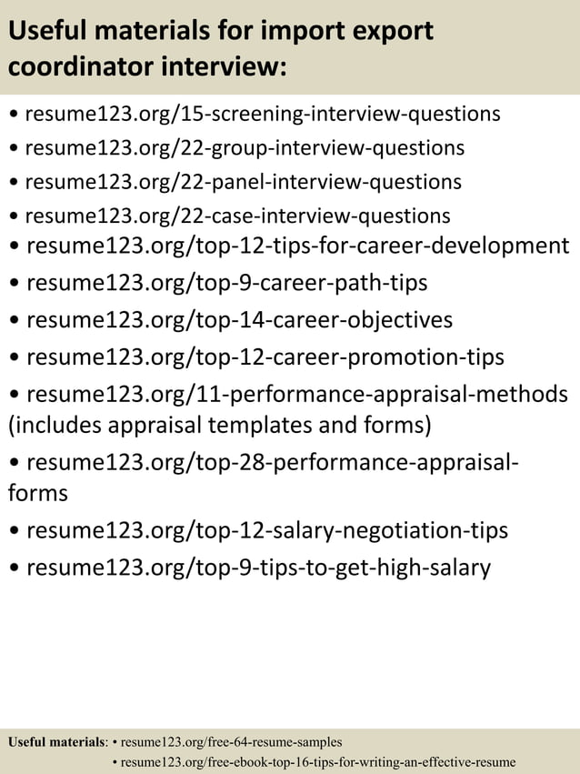 Top 8 import export coordinator resume samples | PDF