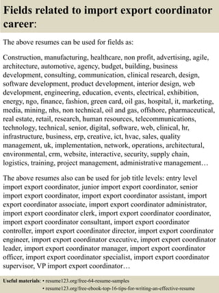 Top 8 import export coordinator resume samples | PPTX | Resume Writing ...
