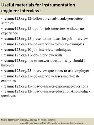 Top 8 instrumentation engineer resume samples | PDF