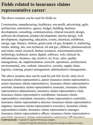 Top 8 insurance claims representative resume samples | PPTX