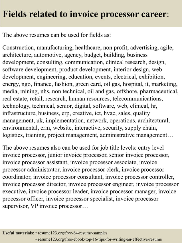 Top 8 invoice processor resume samples | PDF