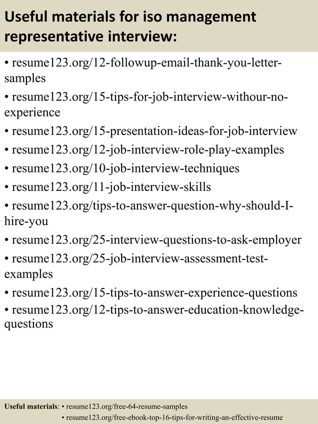 Top 8 iso management representative resume samples | PPTX