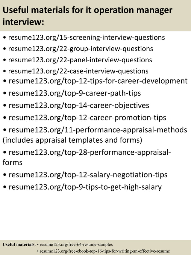 Top 8 it operation manager resume samples | PDF