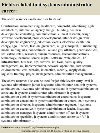 Top 8 it systems administrator resume samples | PDF