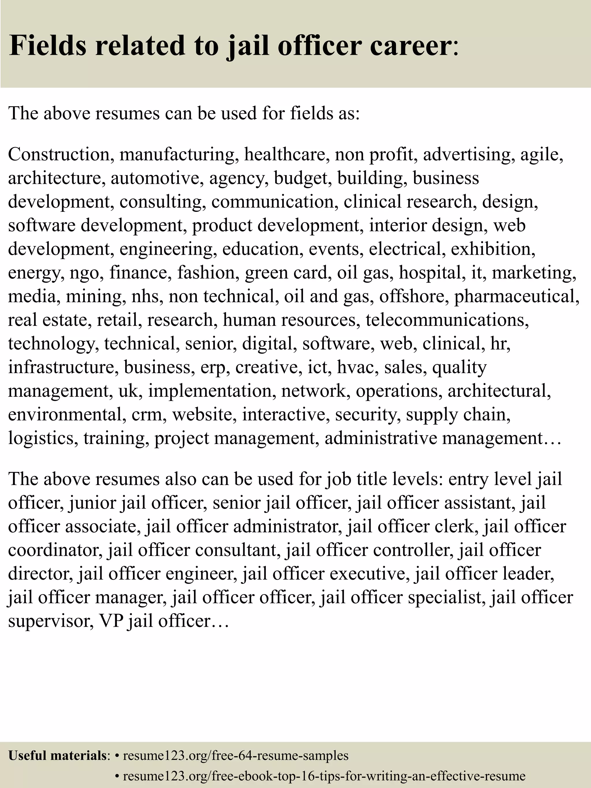 Top 8 jail officer resume samples | PPTX