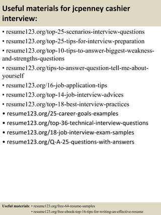 Top 8 jcpenney cashier resume samples | PPTX