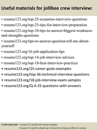 Top 8 jollibee crew resume samples | PPTX