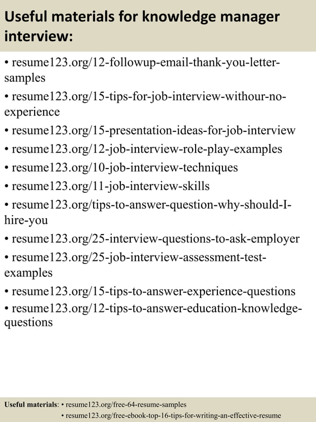 Top 8 knowledge manager resume samples | PDF