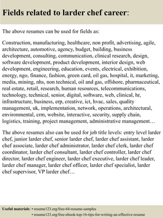 Top 8 larder chef resume samples | PPTX