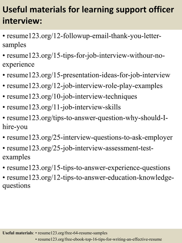 Top 8 learning support officer resume samples | PDF