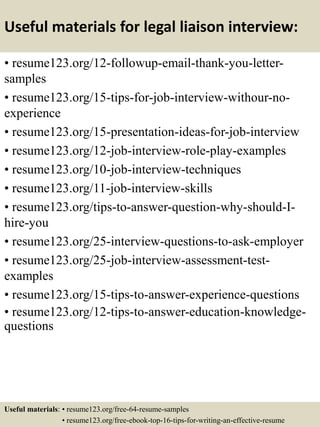 Top 8 legal liaison resume samples | PPTX