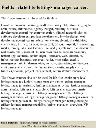 Top 8 lettings manager resume samples | PDF