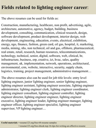 Top 8 lighting engineer resume samples | PPTX