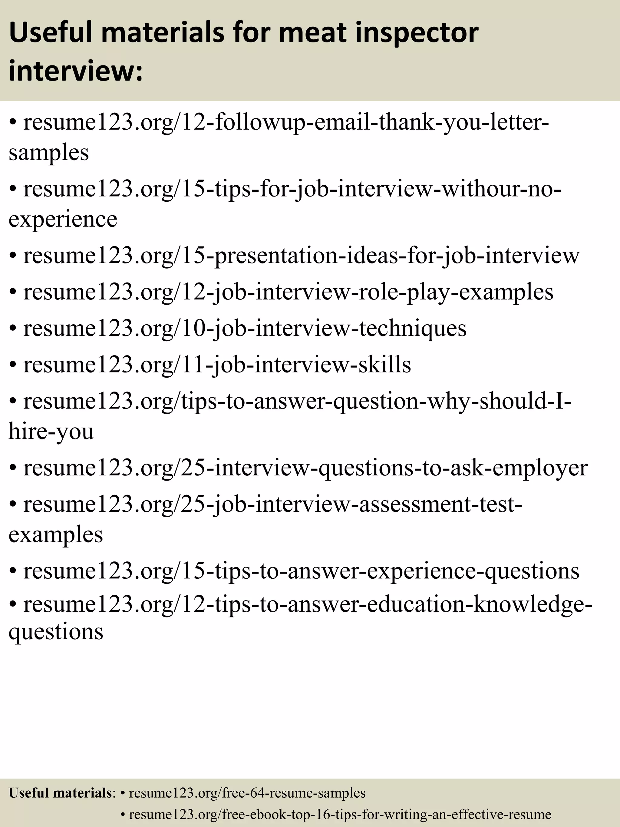 Top 8 meat inspector resume samples | PDF