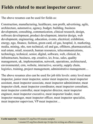 Top 8 meat inspector resume samples | PPTX | Resume Writing and Advice ...