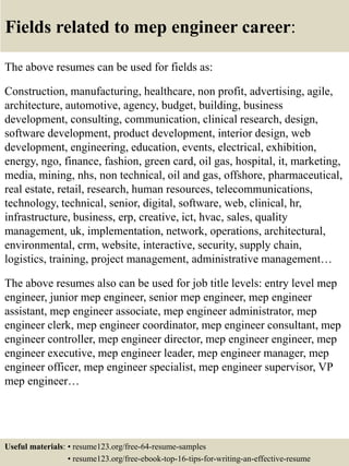 Top 8 mep engineer resume samples | PPTX