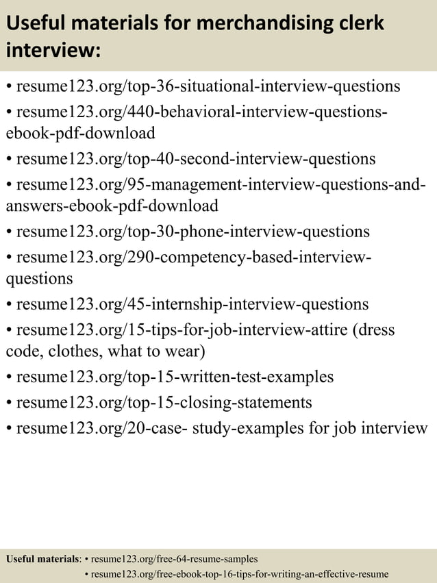 Top 8 merchandising clerk resume samples | PDF