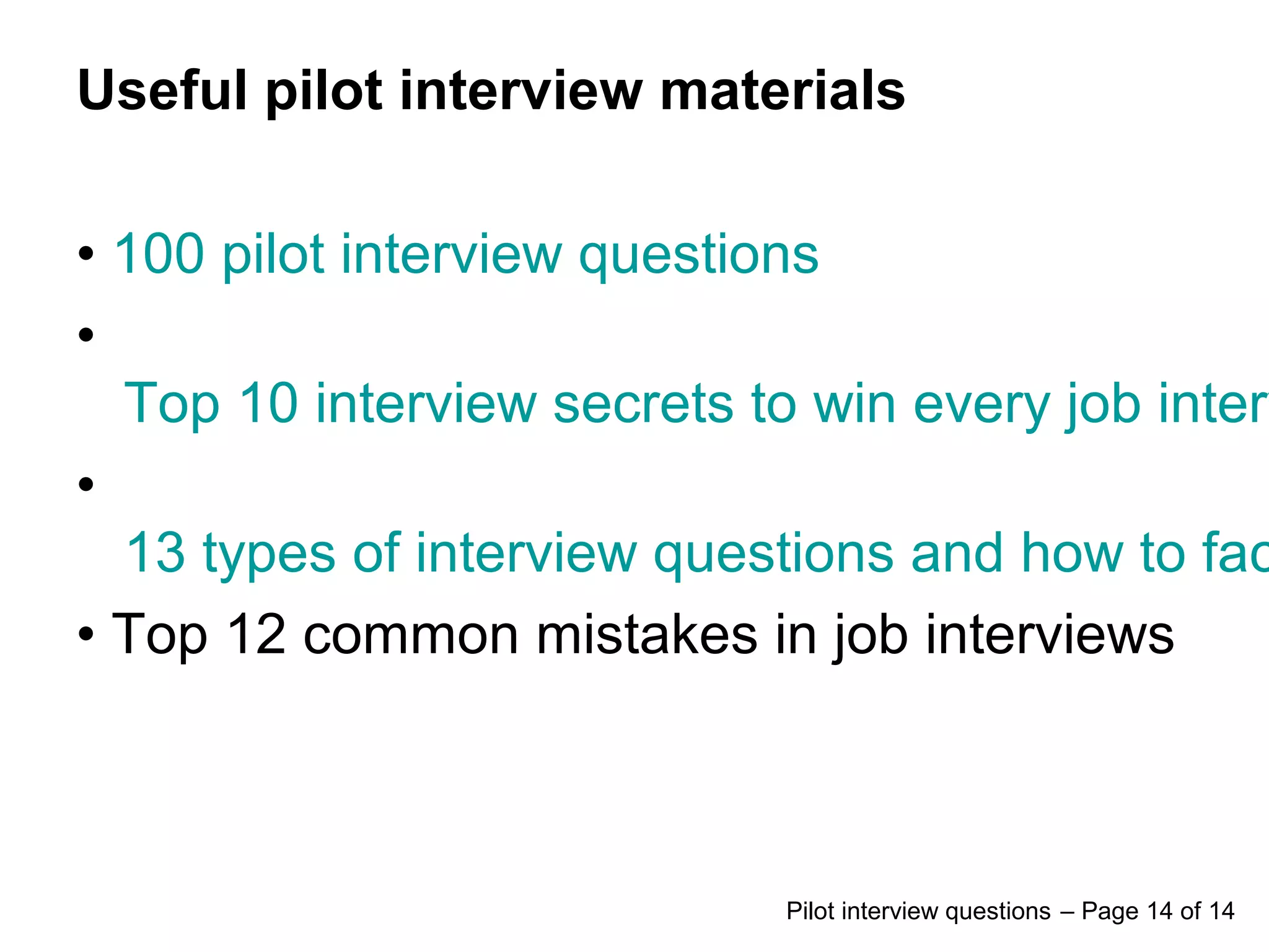 Top 8 military pilot interview questions answers | PPT | Resume Writing ...
