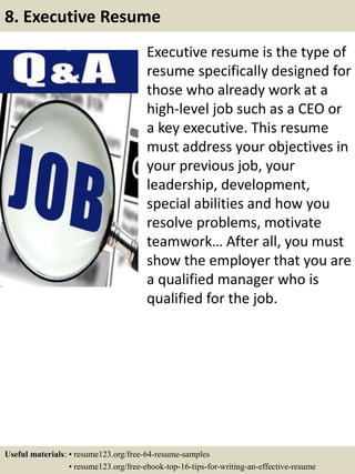 Top 8 mis executive resume samples | PPTX