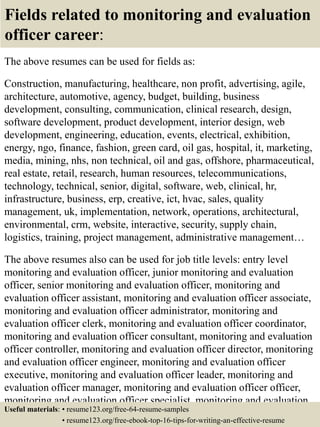Top 8 monitoring and evaluation officer resume samples | PPTX