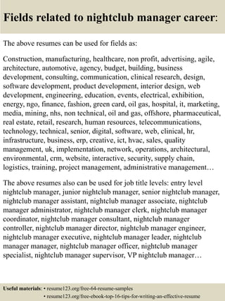 Top 8 nightclub manager resume samples | PPTX