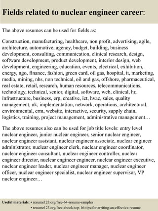 Top 8 nuclear engineer resume samples | PPTX