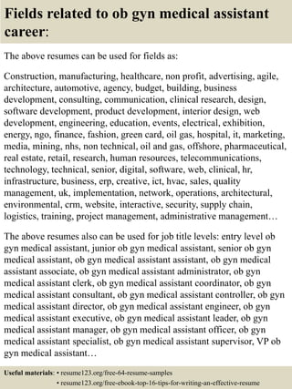 Top 8 ob gyn medical assistant resume samples | PPTX