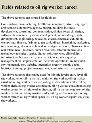 Top 8 oil rig worker resume samples | PPTX