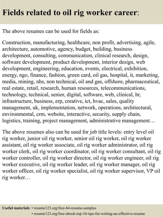 Top 8 oil rig worker resume samples | PPTX | Resume Writing and Advice ...