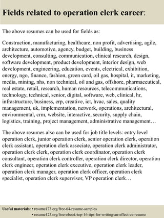 Top 8 operation clerk resume samples | PPTX