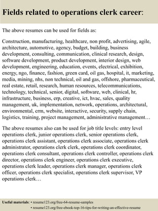 Top 8 operations clerk resume samples | PDF