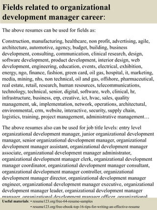 Top 8 organizational development manager resume samples | PDF