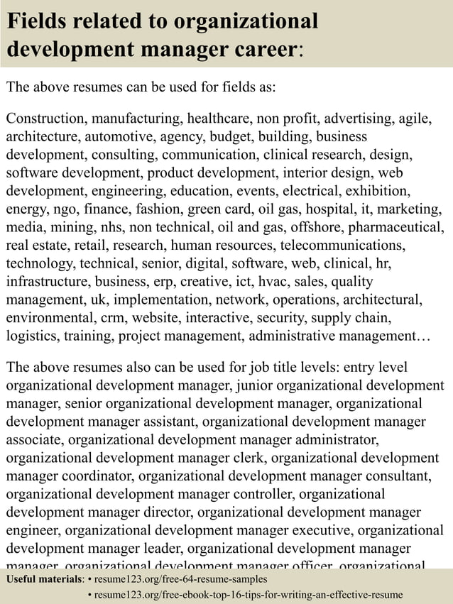 Top 8 organizational development manager resume samples | PDF