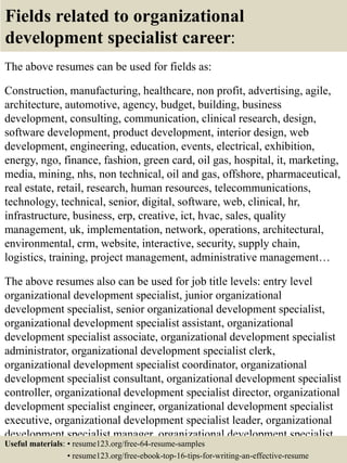 Top 8 organizational development specialist resume samples | PPTX