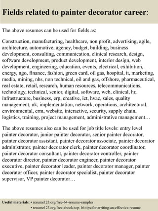 Top 8 painter decorator resume samples | PPTX
