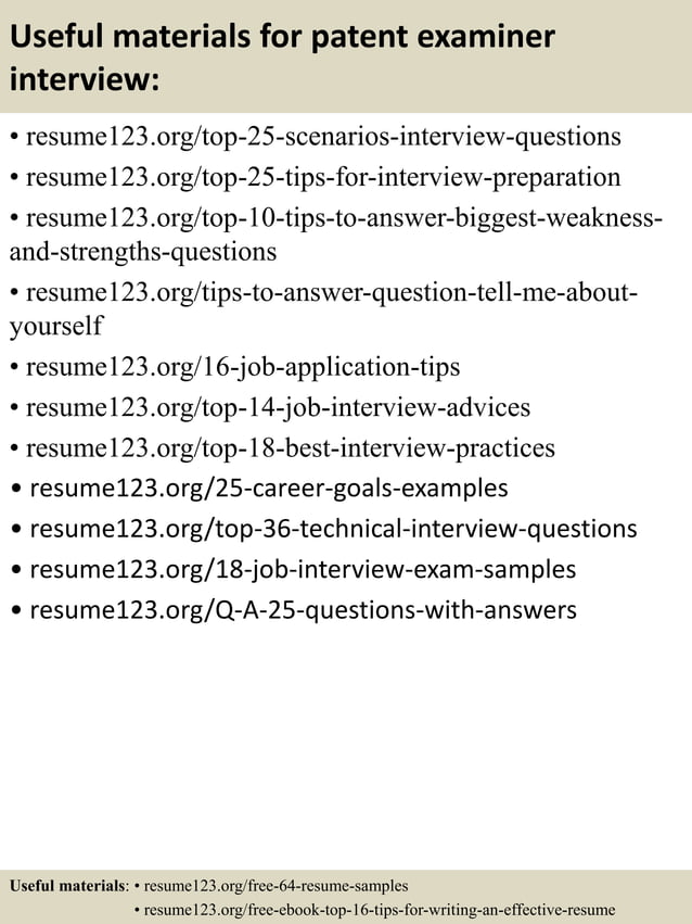 Top 8 patent examiner resume samples | PDF
