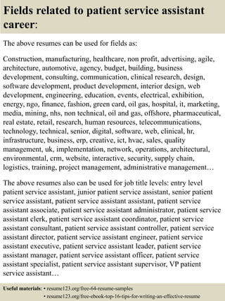 Top 8 patient service assistant resume samples | PPTX
